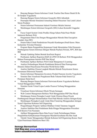 Contoh daftar judul skripsi teknik informatika | DOC