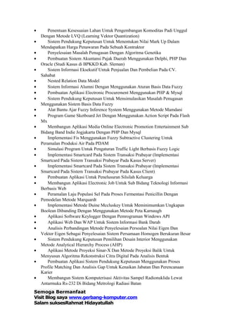Contoh daftar judul skripsi teknik informatika | DOC