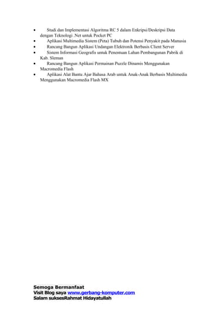 Contoh daftar judul skripsi teknik informatika | DOC