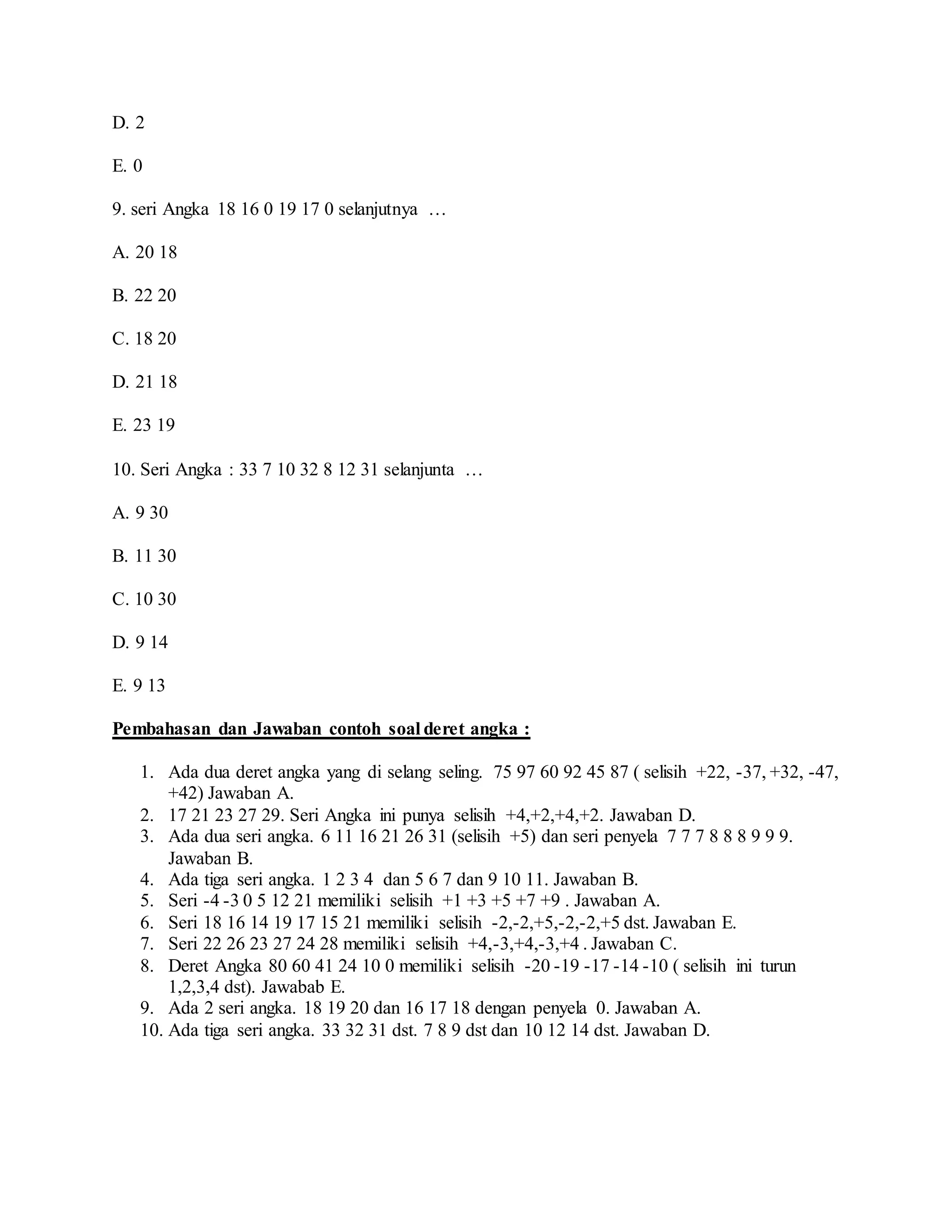 Contoh deret angka | DOCX