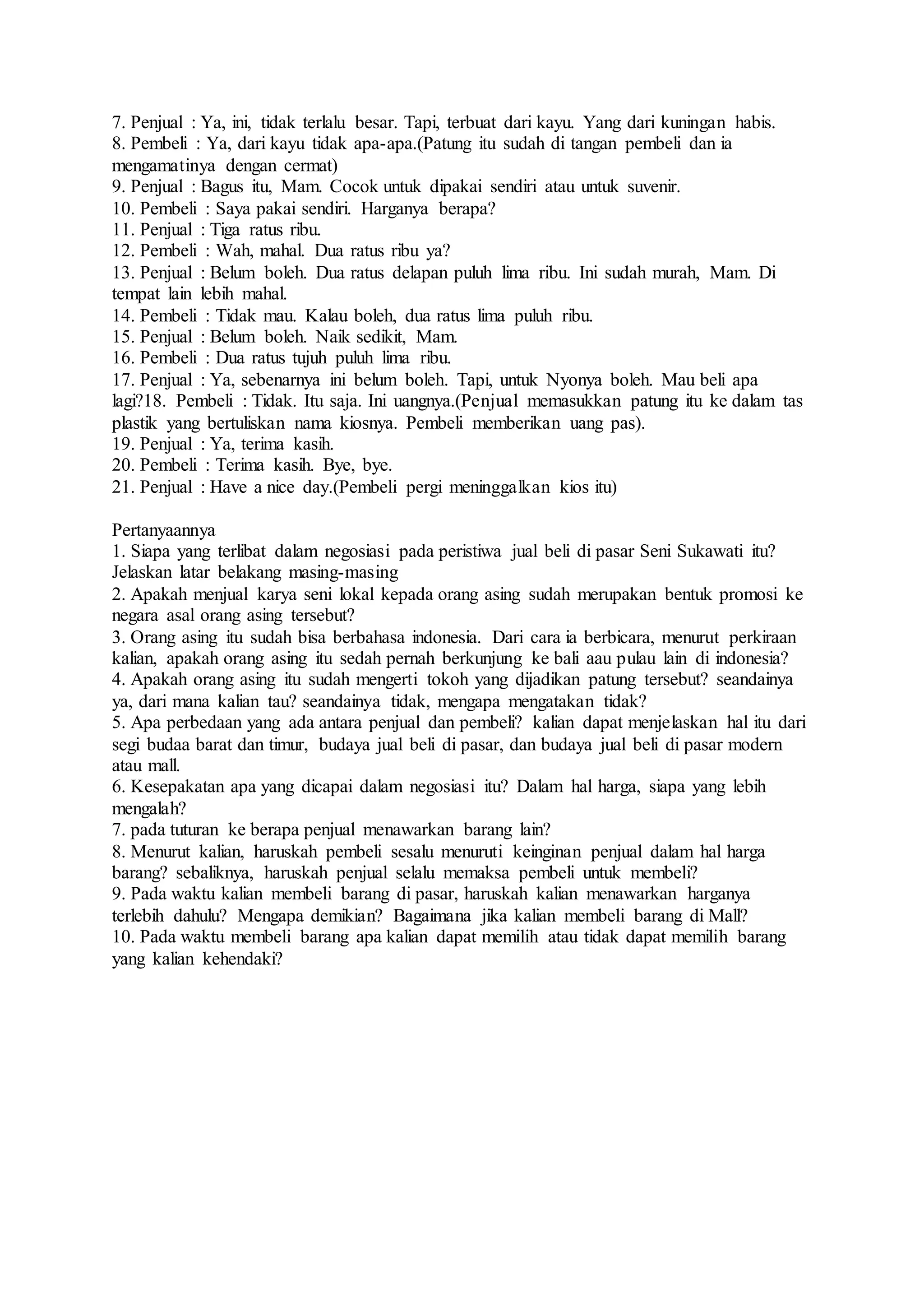 Contoh dialog negosiasi | DOCX