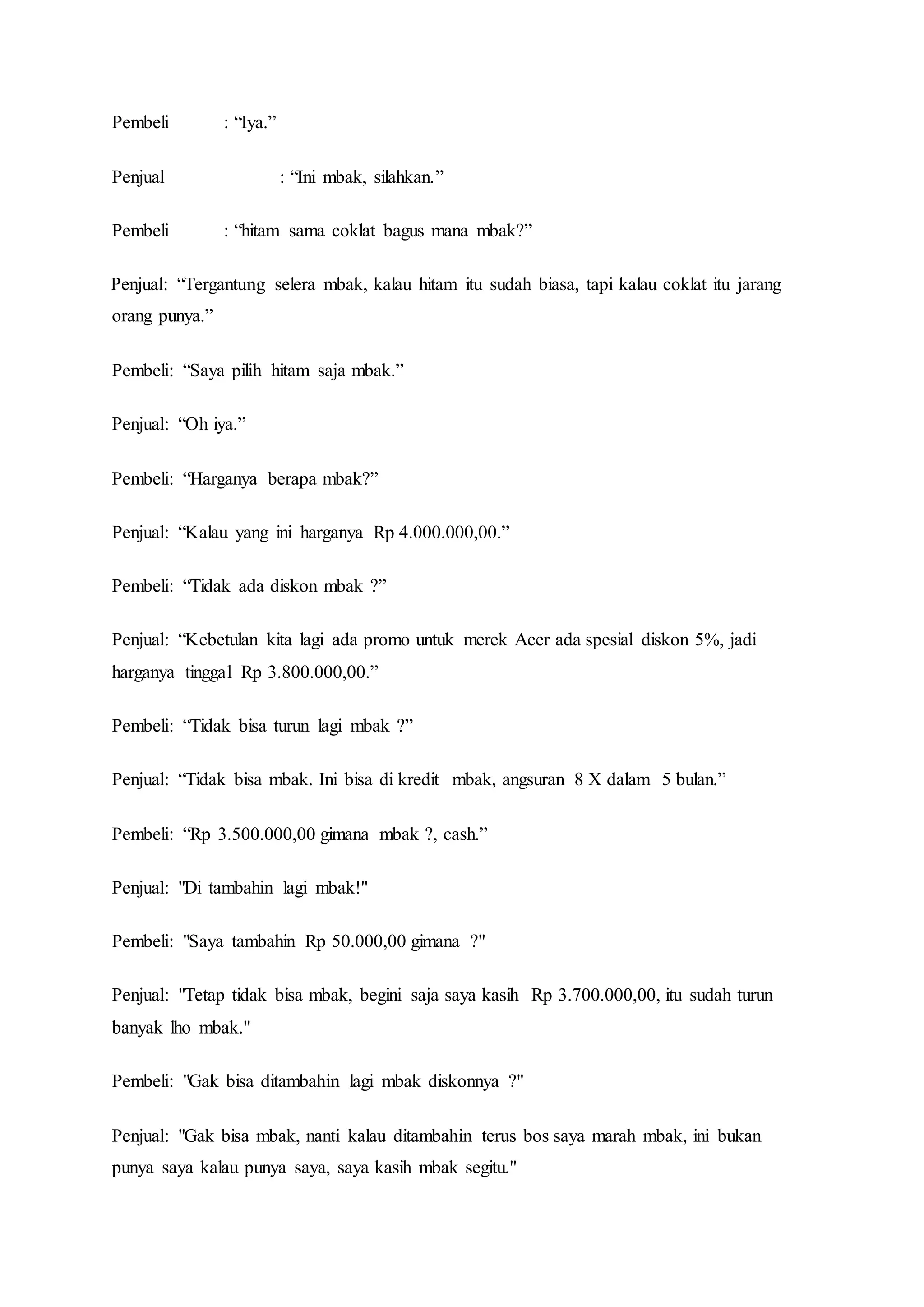 Contoh dialog negosiasi | DOCX