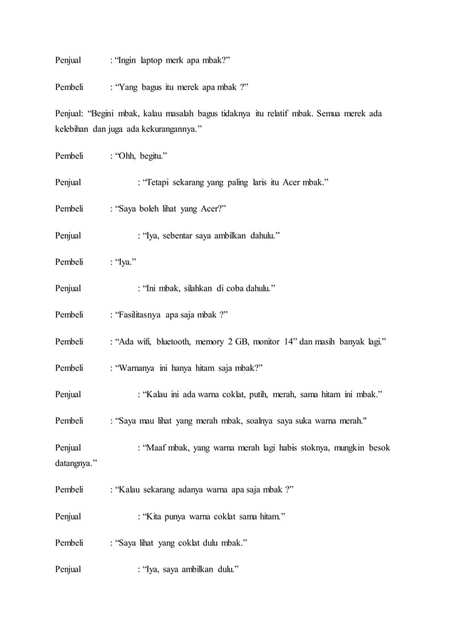 Contoh dialog negosiasi | DOCX