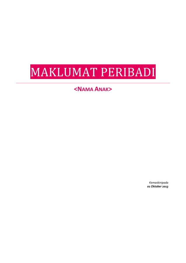Contoh Dokumen ke Taska | PDF