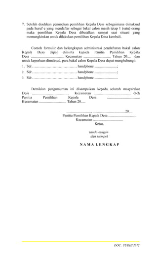 Contoh Dokumen KELENGKAPAN Pilkades | DOC