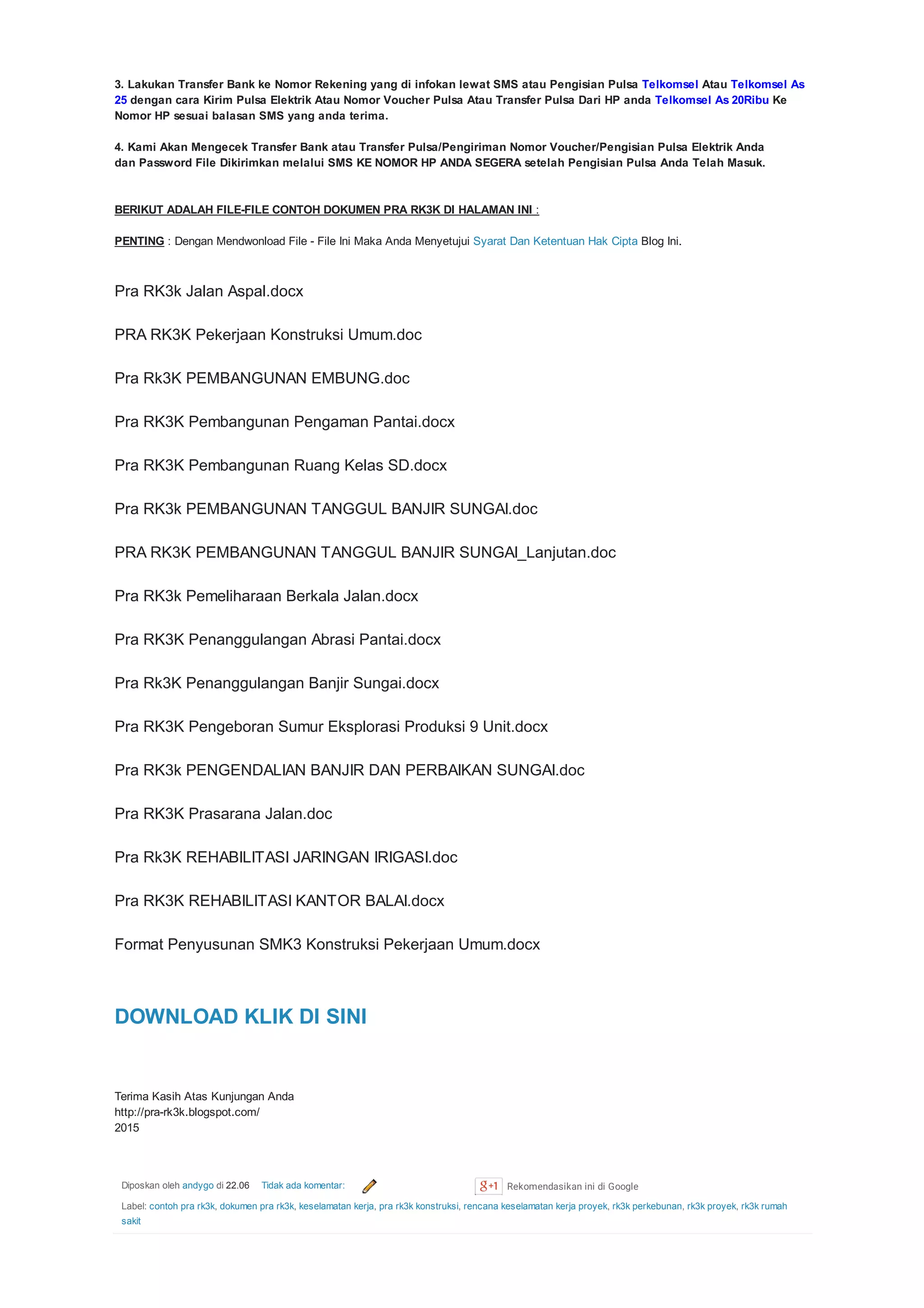 Contoh dokumen pra rk3k | PDF