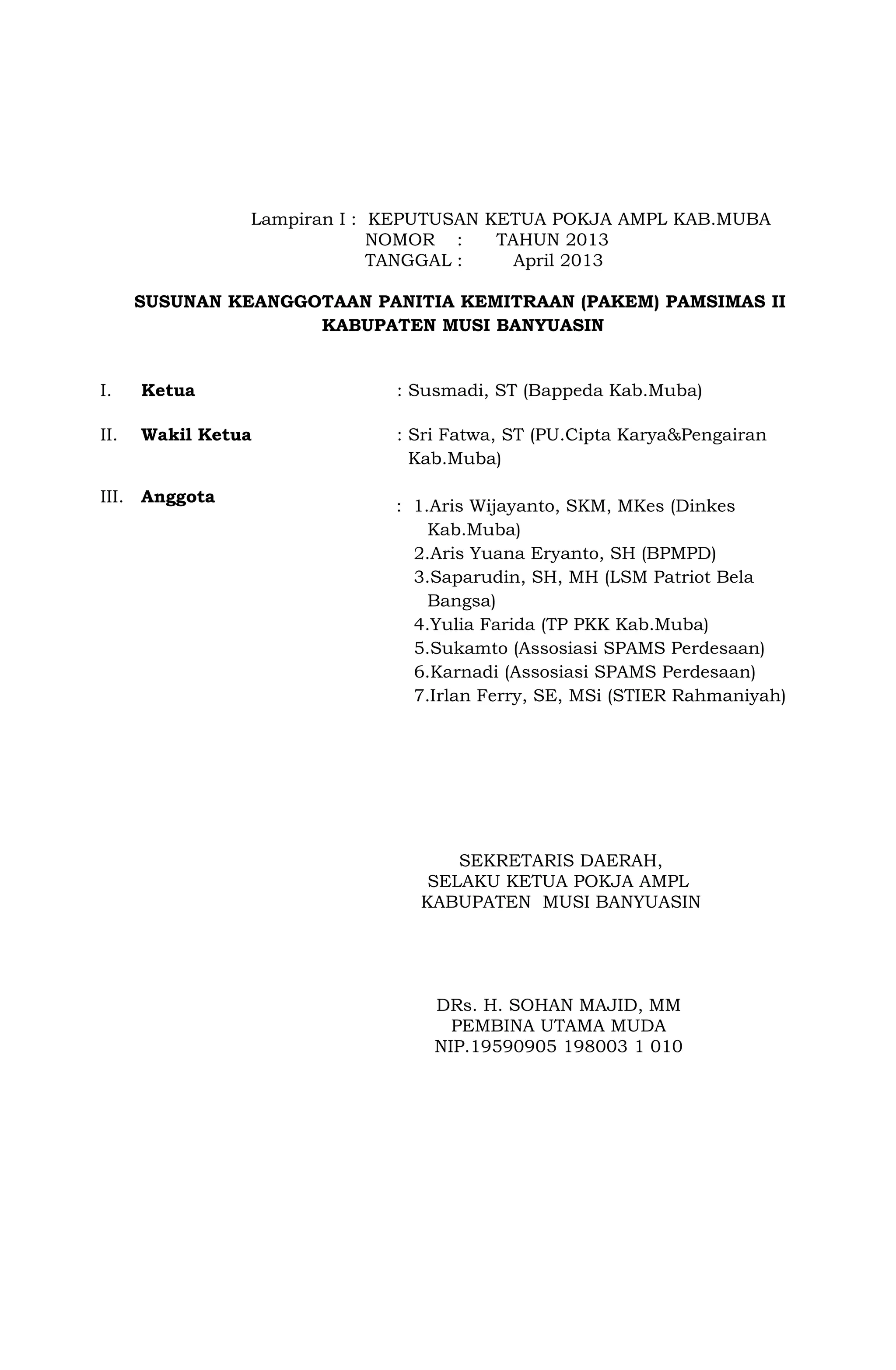 Contoh draf sk pokja ampl pakem pamsimas ii | DOC