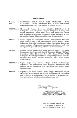 Contoh draf sk pokja ampl pakem pamsimas ii | DOC