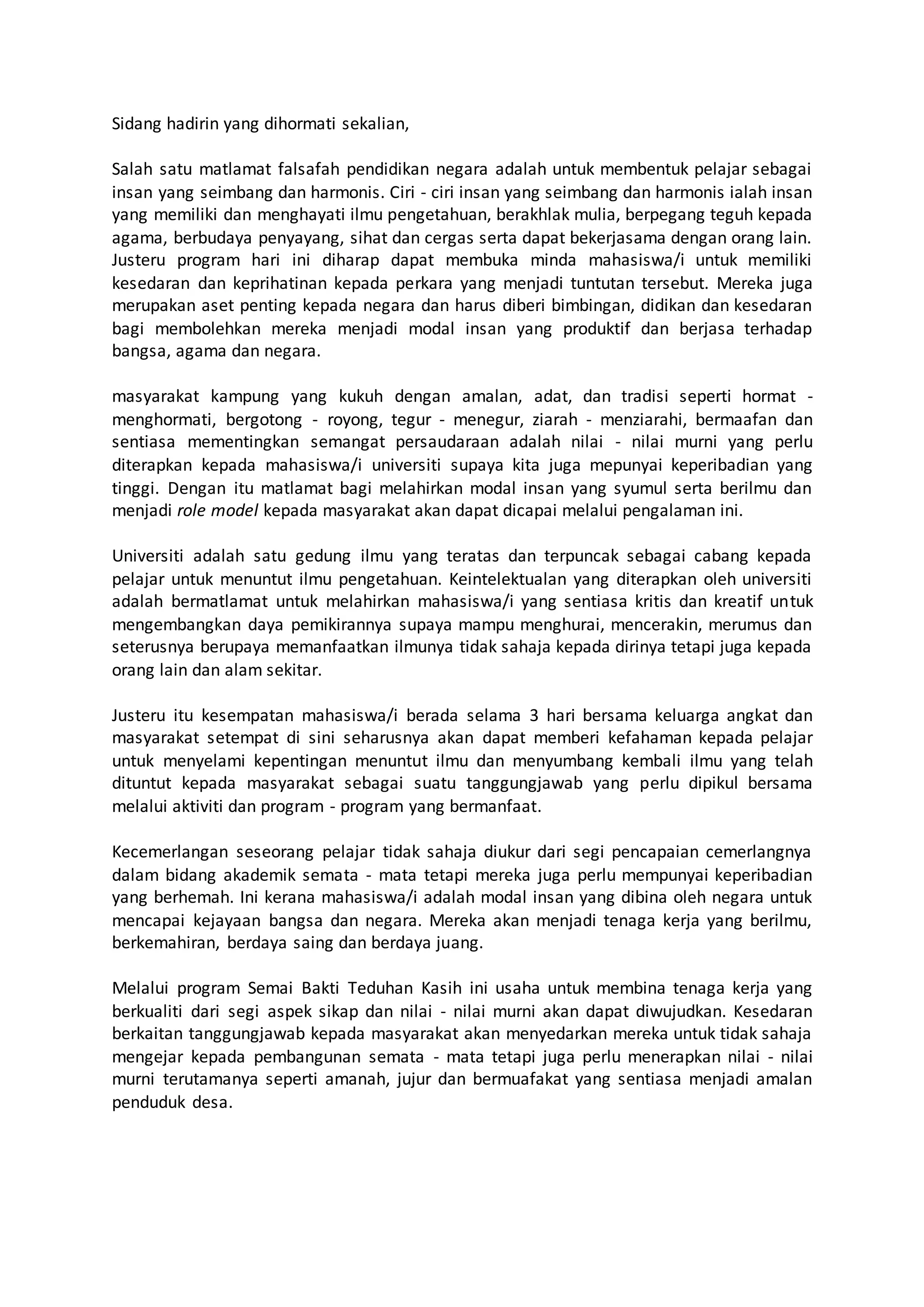 Contoh draf ucapan perasmian | DOCX