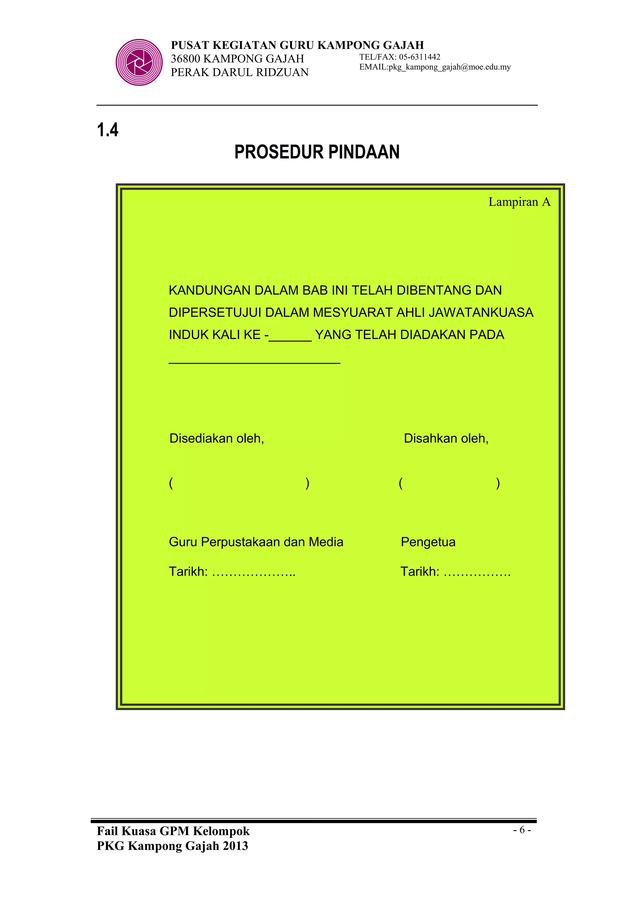 Contoh fail kuasa gpm pkg kampong gajah | PDF