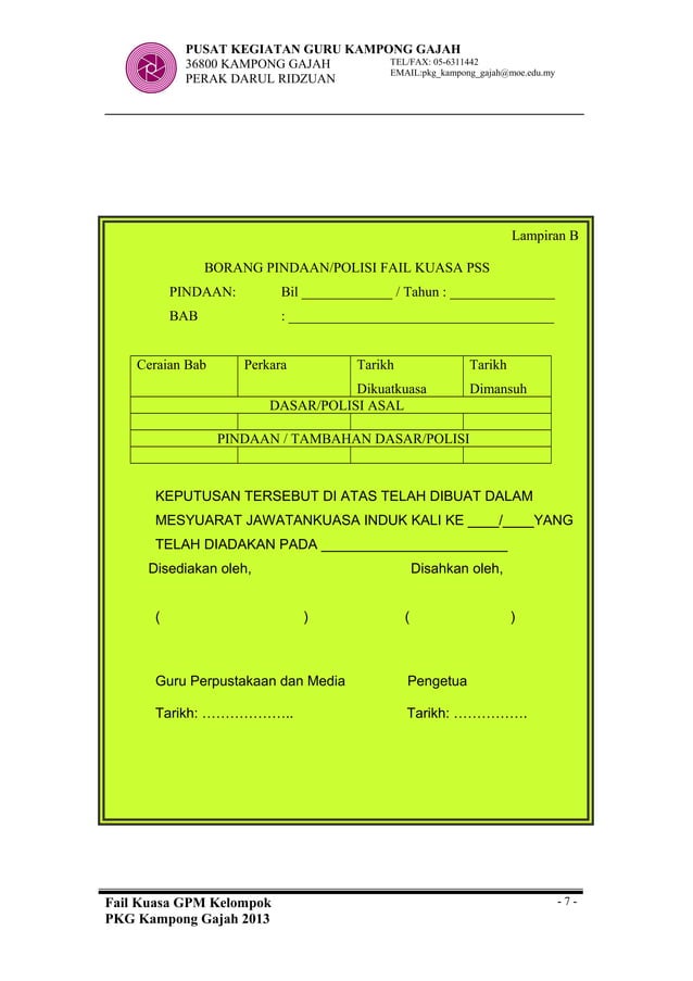 Contoh fail kuasa gpm pkg kampong gajah | PDF | Free Download