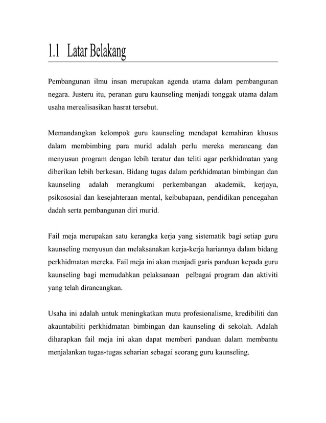 Contoh fail meja gbksm | DOC