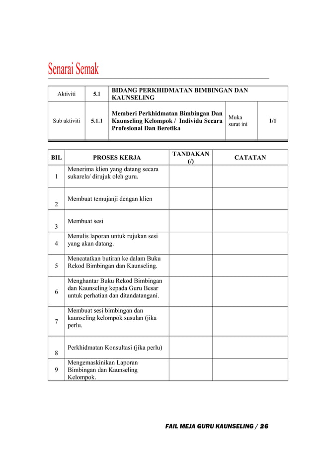Contoh fail meja gbksm | DOC