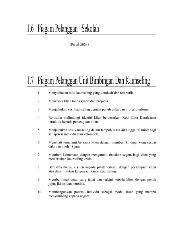 Contoh fail meja gbksm | DOC