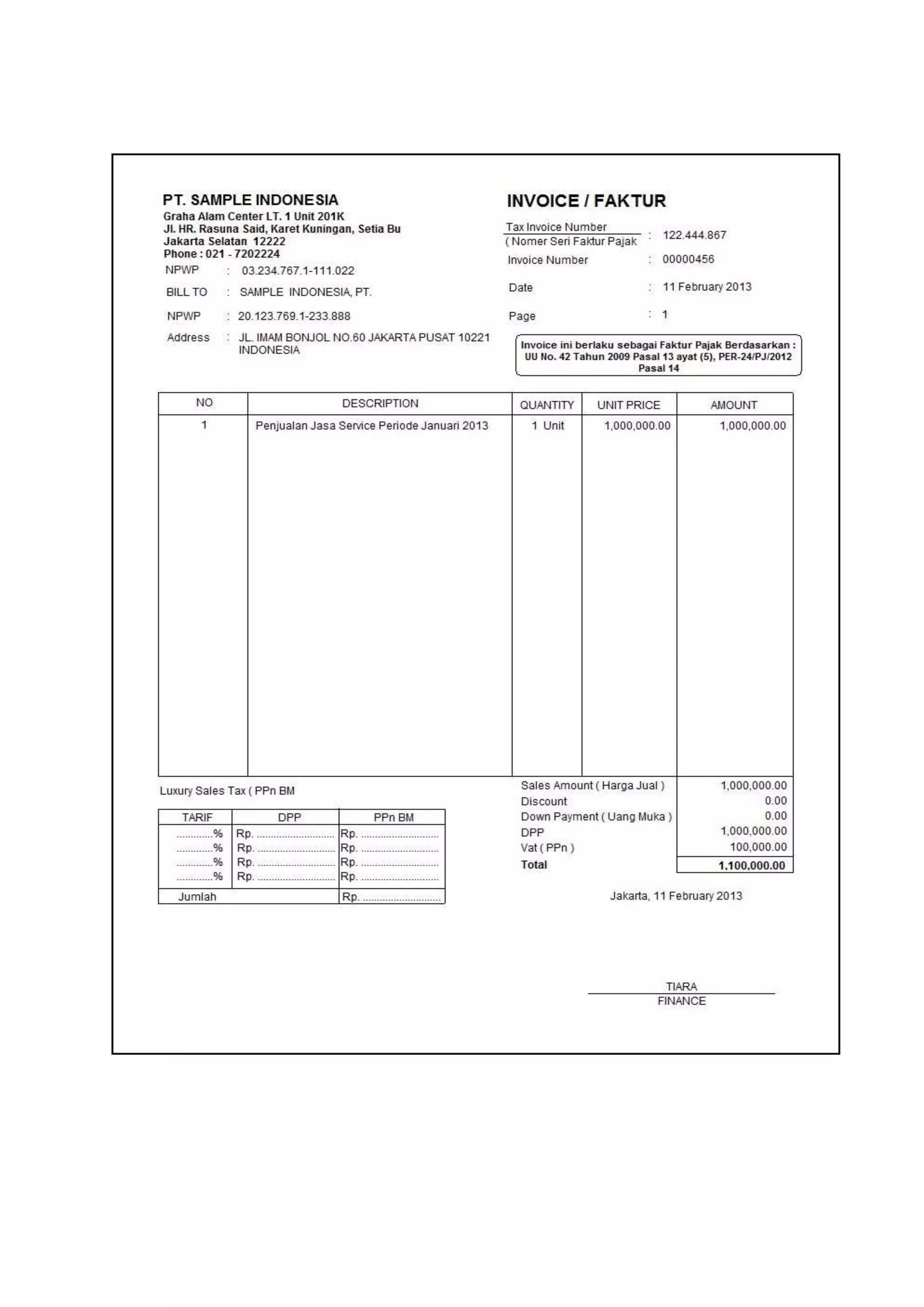 Contoh faktur penjualan | PDF