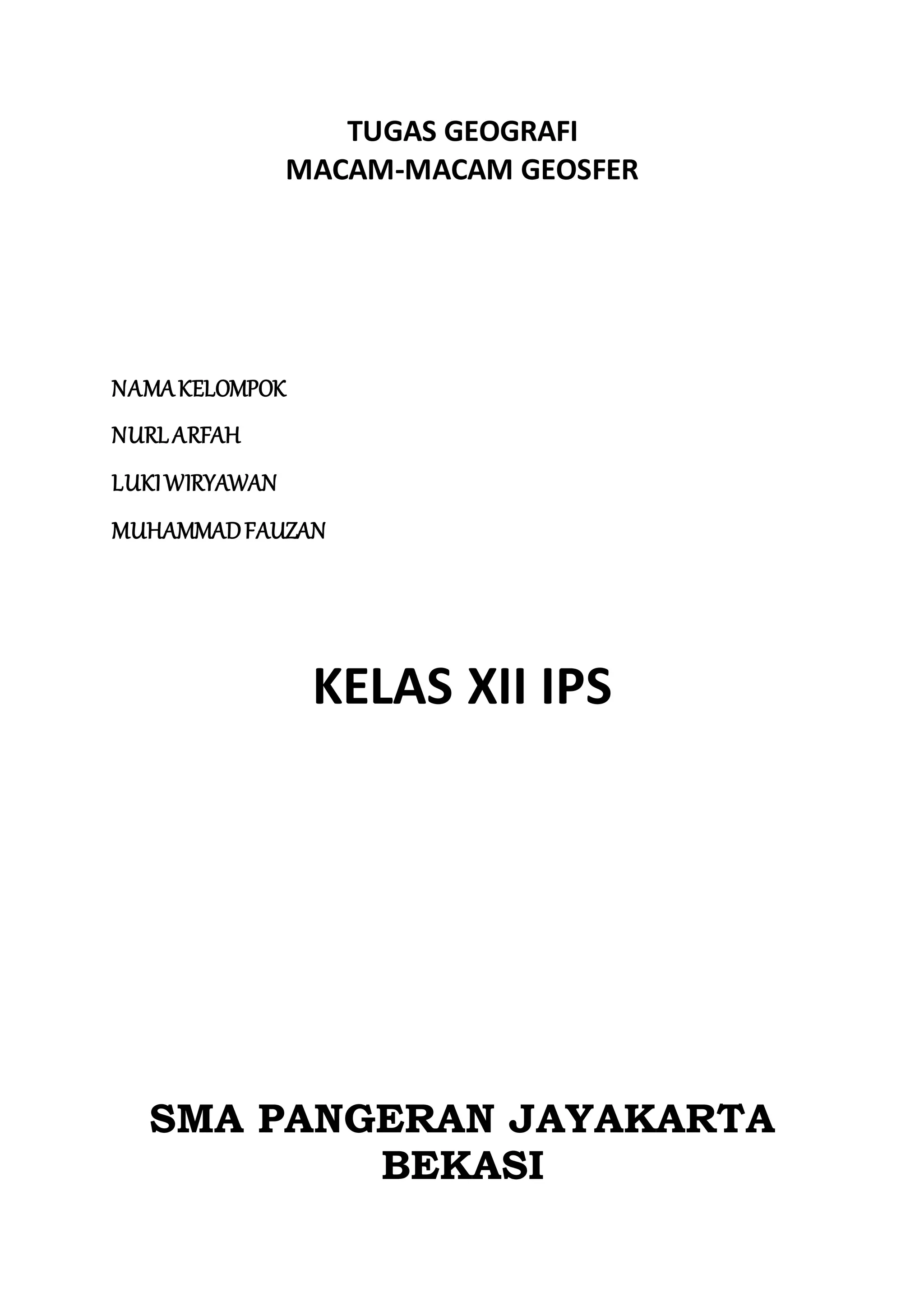 Contoh fenomena geosfer | DOCX