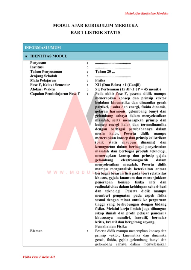 Modul Ajar Fisika Kelas 12 Kurikulum Merdeka | PDF