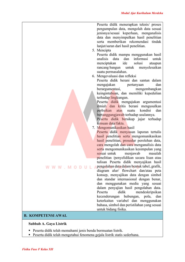 Modul Ajar Fisika Kelas 12 Kurikulum Merdeka | PDF