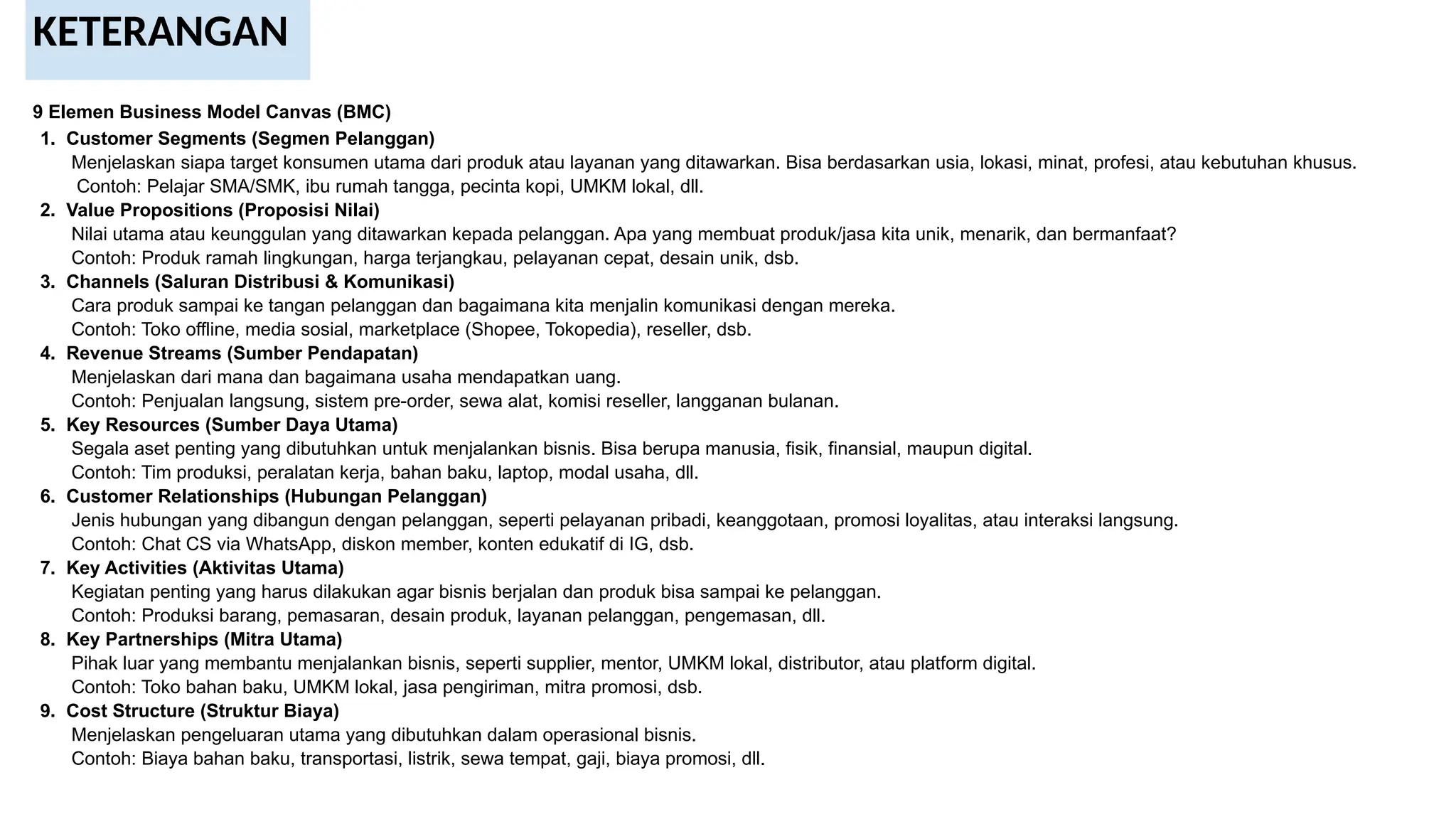 Contoh Format BMC PKK 2025 untuk sekolah pengembang projek kreatif dan ...