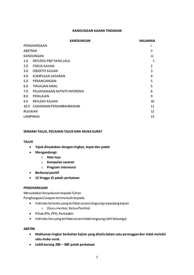 Contoh format kajian tindakan | PDF