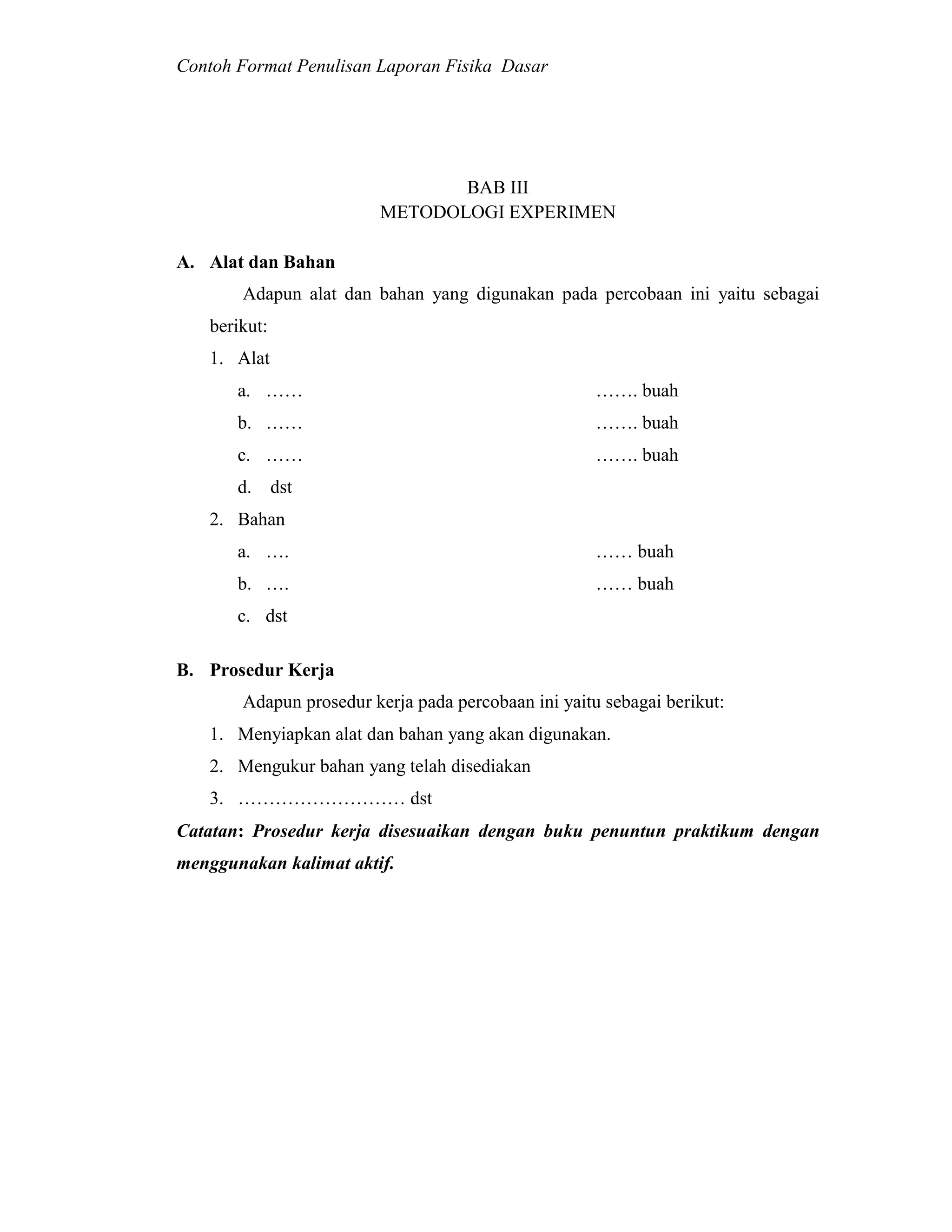 Contoh format laporan | PDF