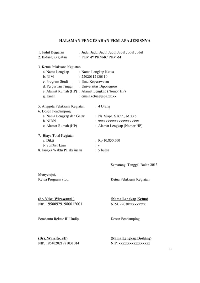 Contoh format pkm 2013 | DOC