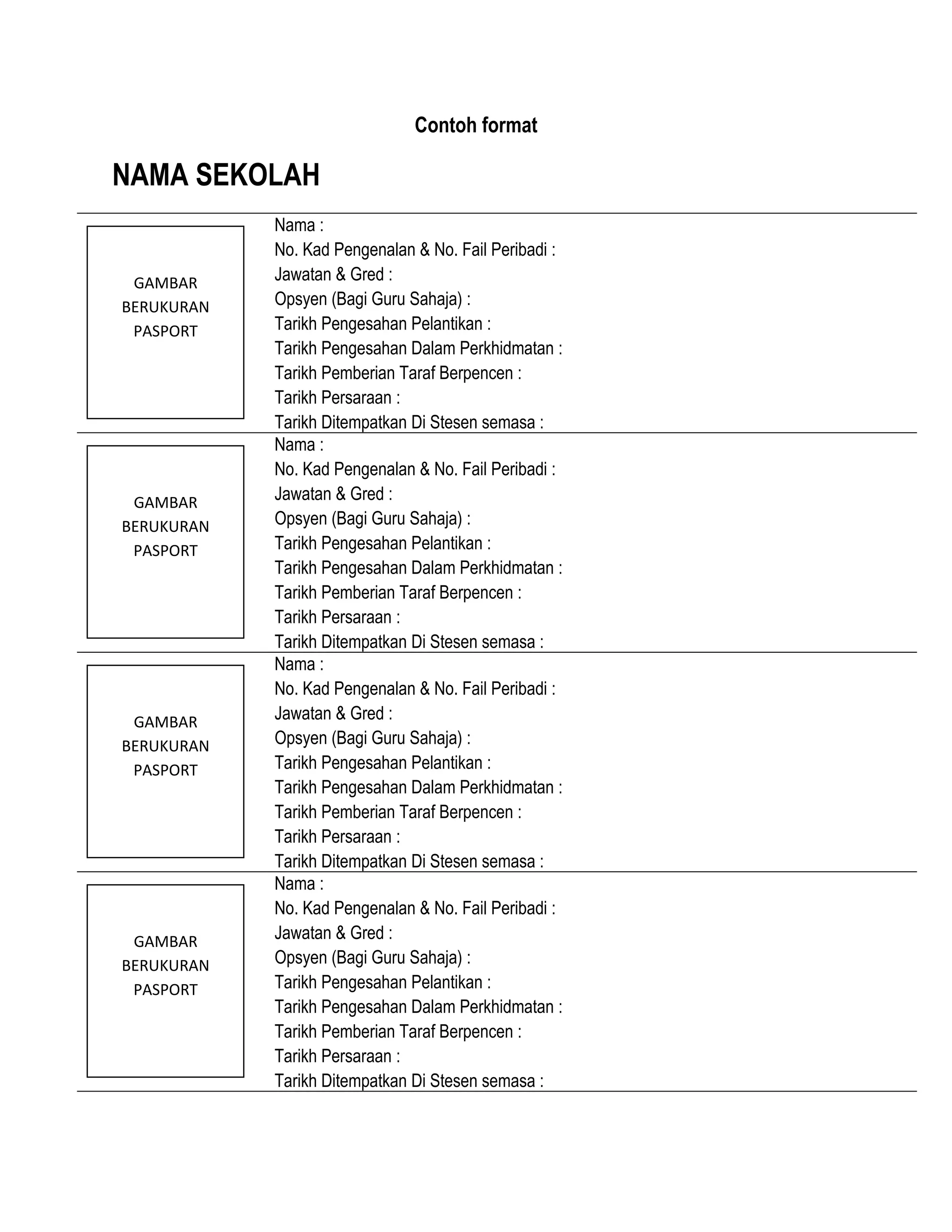 Contoh format profil guru & aks sarawak | PDF