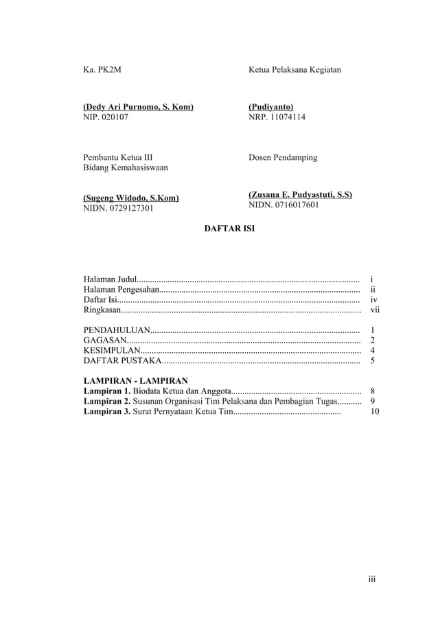 Contoh format proposal pkm gt | DOC