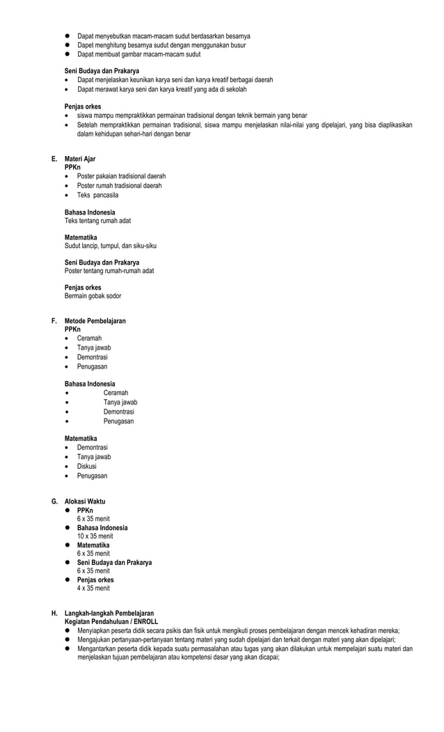 Contoh format RPP berdasar tahapan penyusunan | PDF