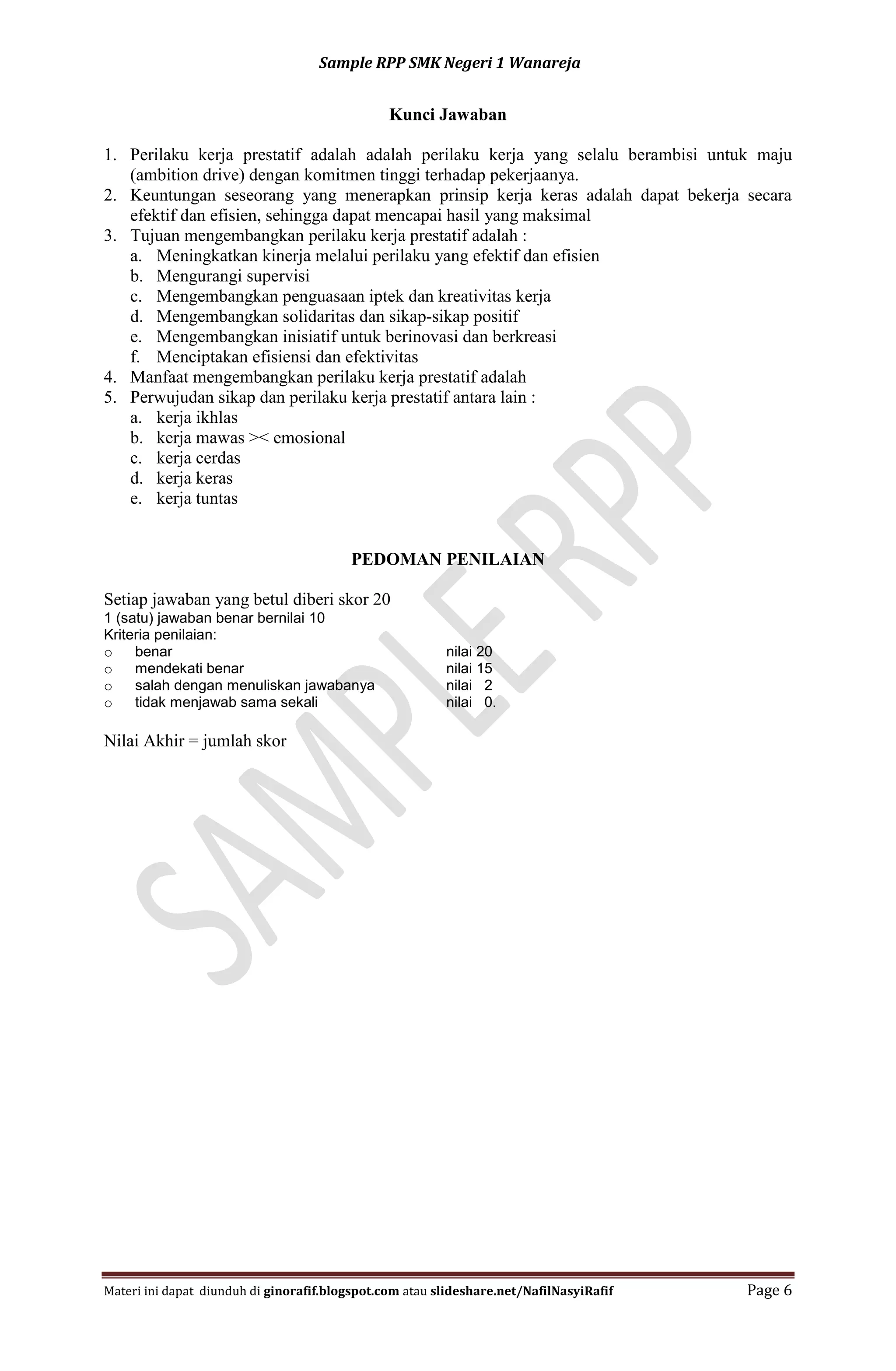 Contoh format rpp smk wanareja | DOCX