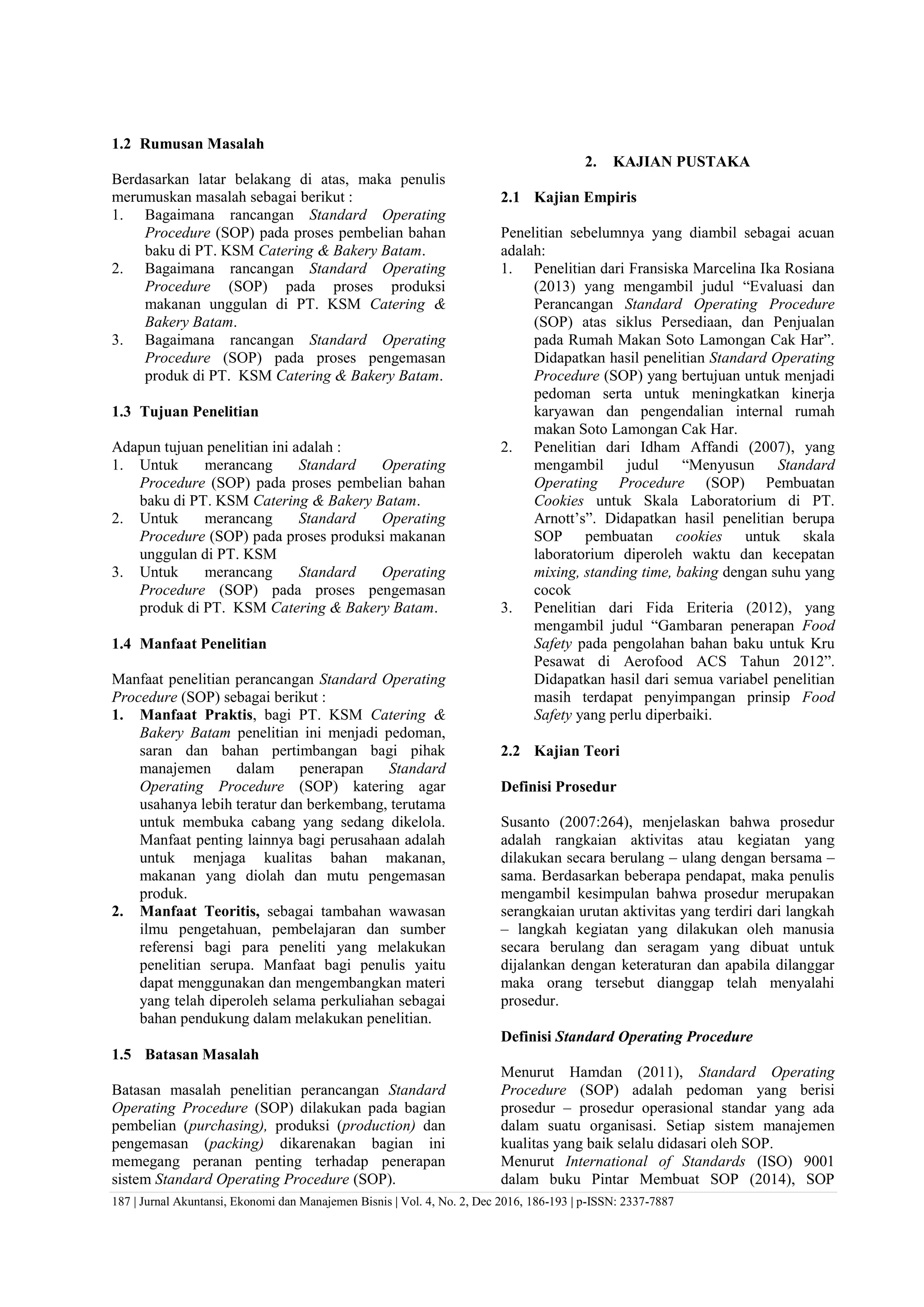Contoh SOP PERANCANGAN STANDARD OPERATING PROCEDURE (SOP) PROSES ...