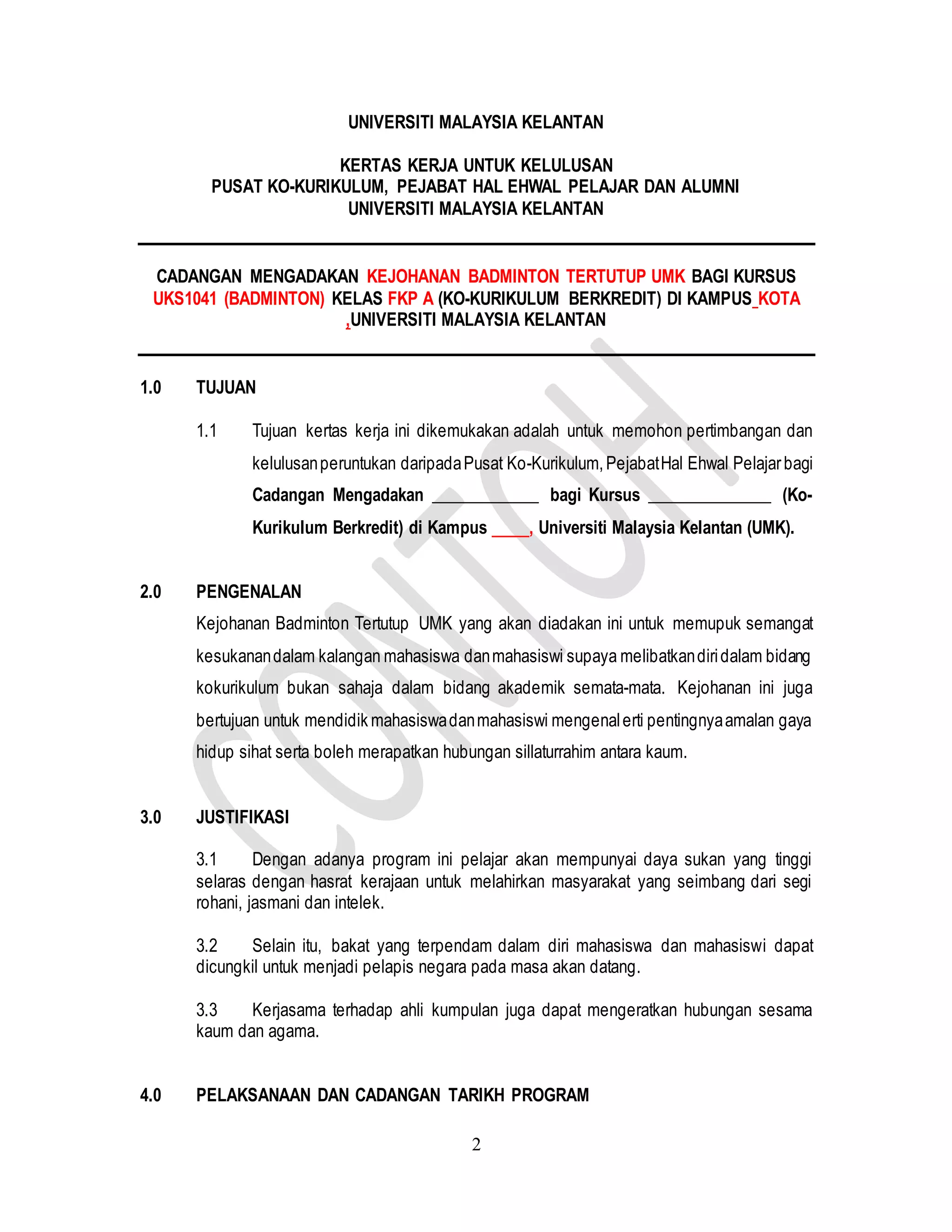 Contoh format terkini contoh kertas kerja kkb | DOCX