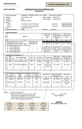 Contoh form lp2 p 2013 (pengisian) | PDF