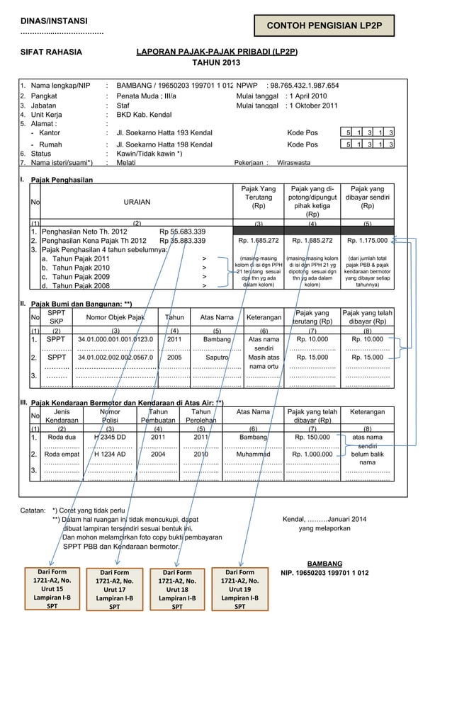 Contoh form lp2 p 2013 (pengisian) | PDF
