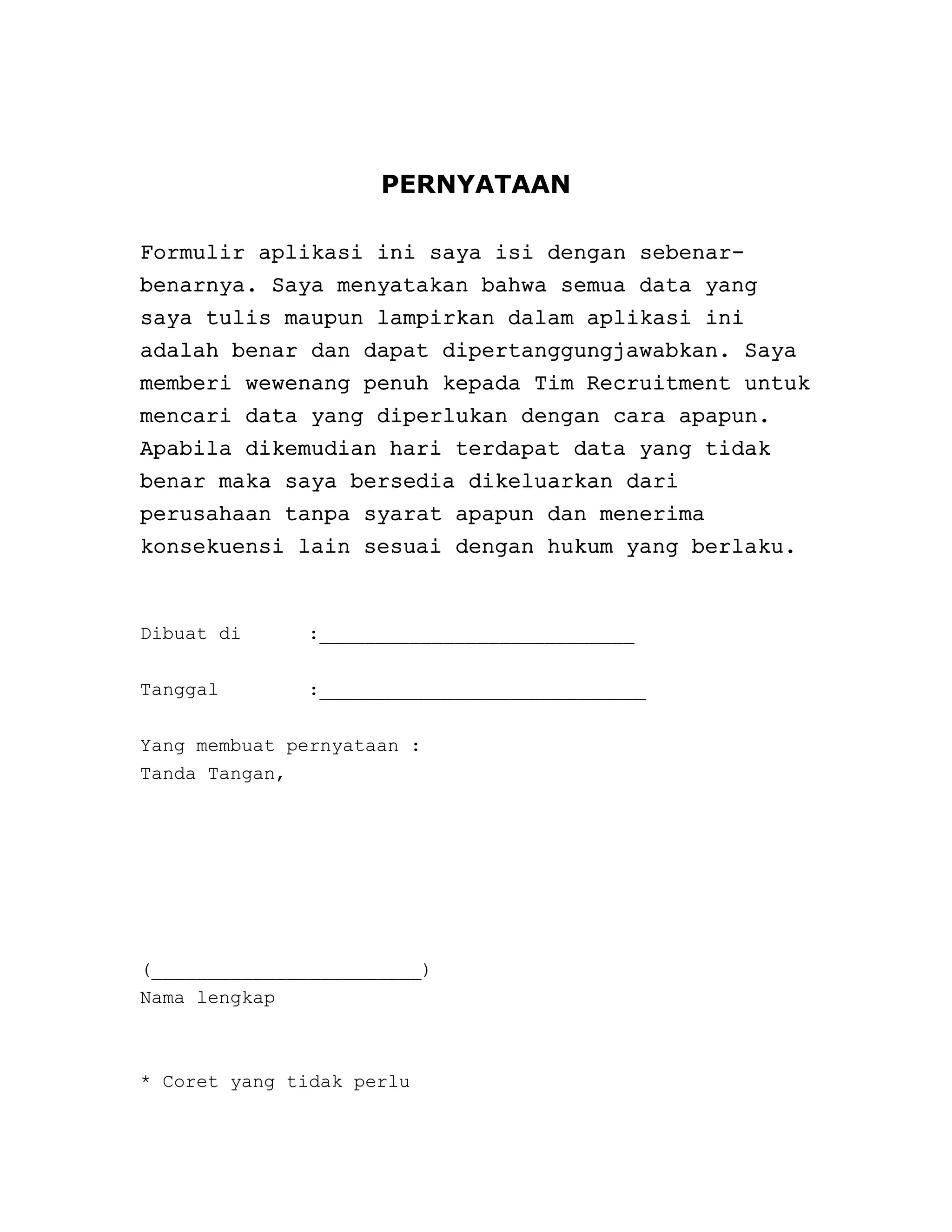 Contoh formulir aplikasi kerja karyawan by daniel doni sundjojo | PDF