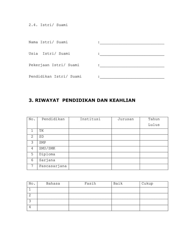 Contoh formulir aplikasi kerja karyawan by daniel doni sundjojo | PDF