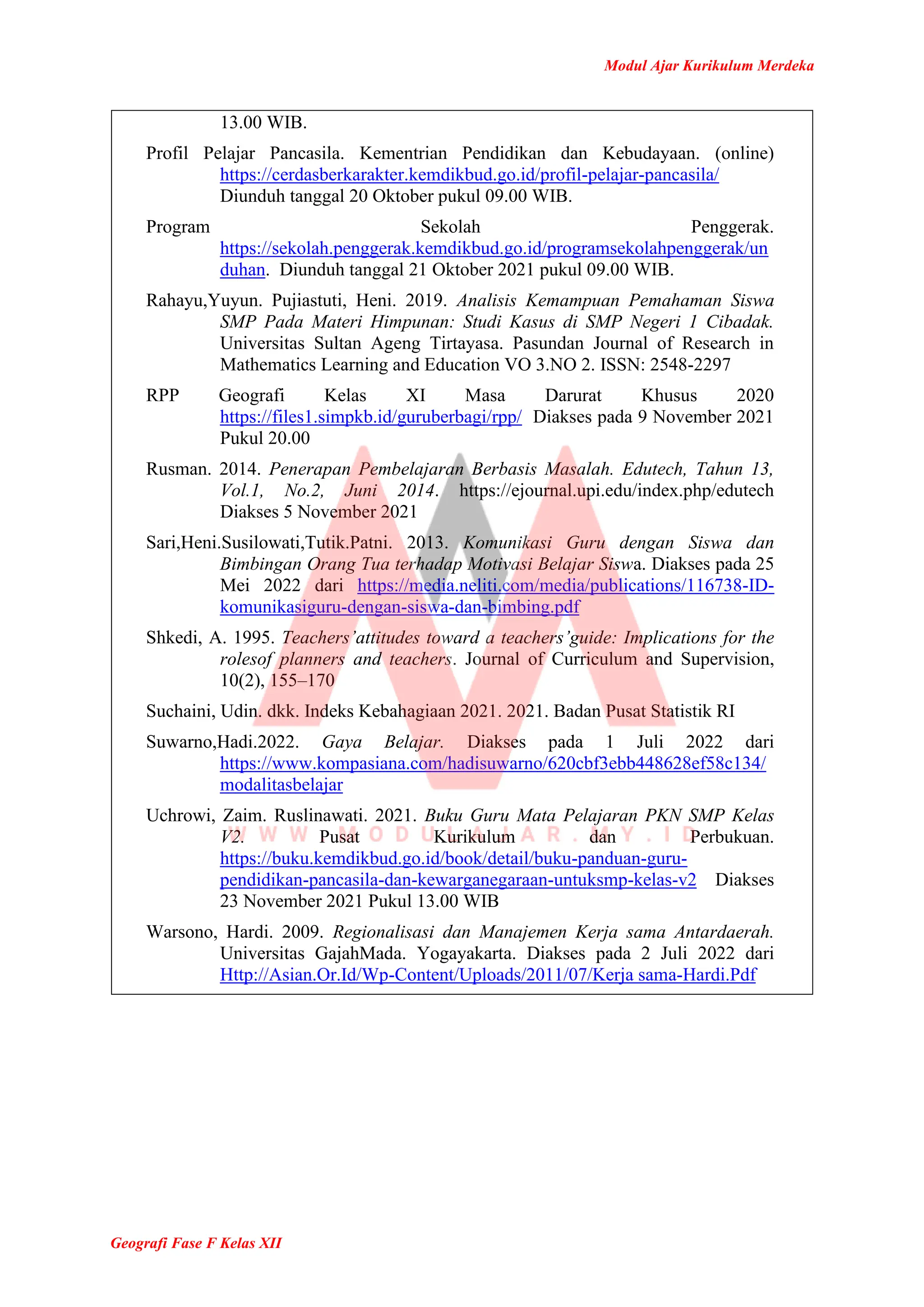 Modul Ajar Geografi Kelas 12 Kurikulum Merdeka | PDF