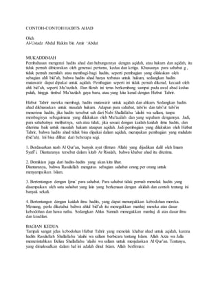 Contoh hadis ahad | DOCX