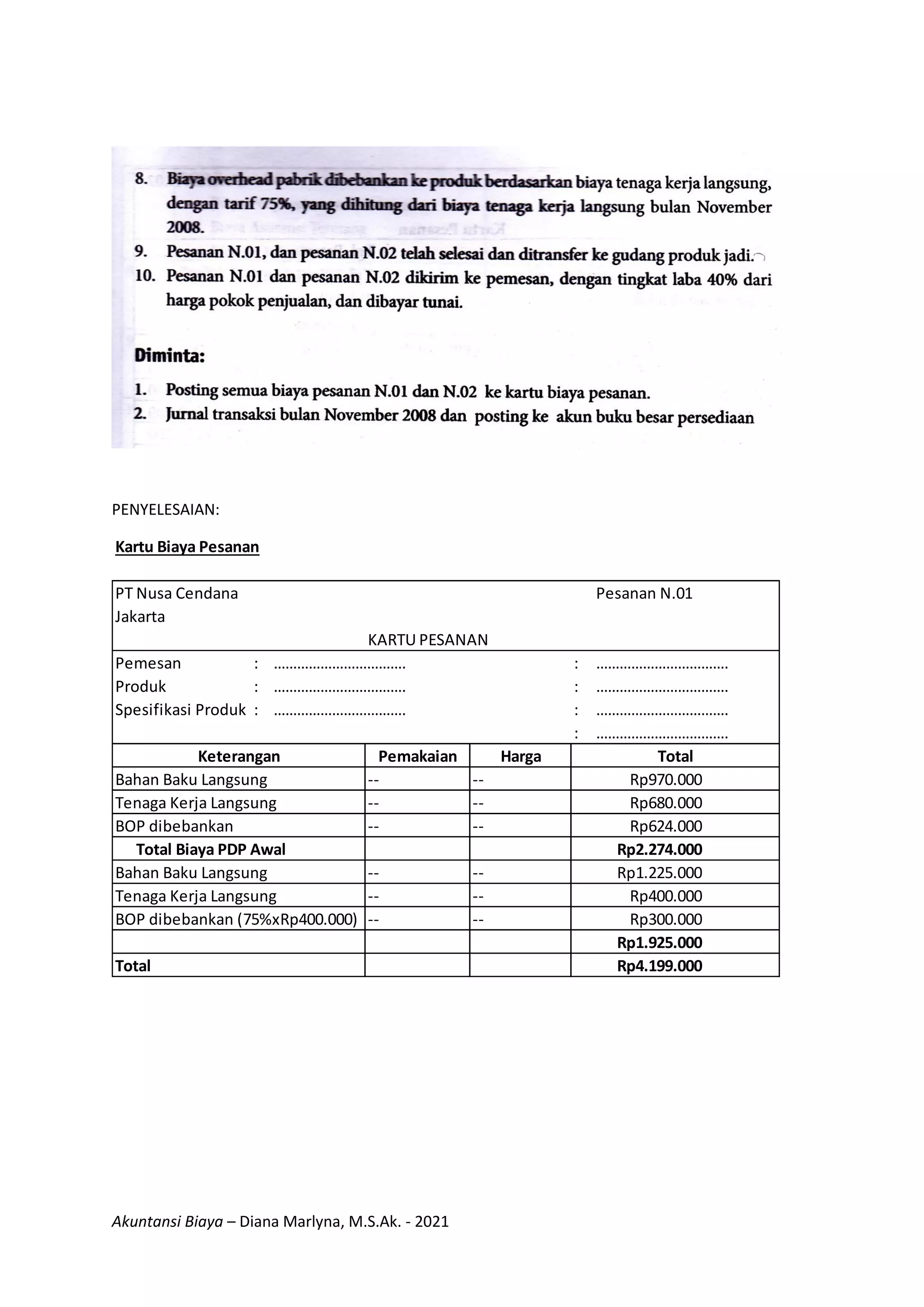 Contoh harga pokok pesanan dikonversi | PDF