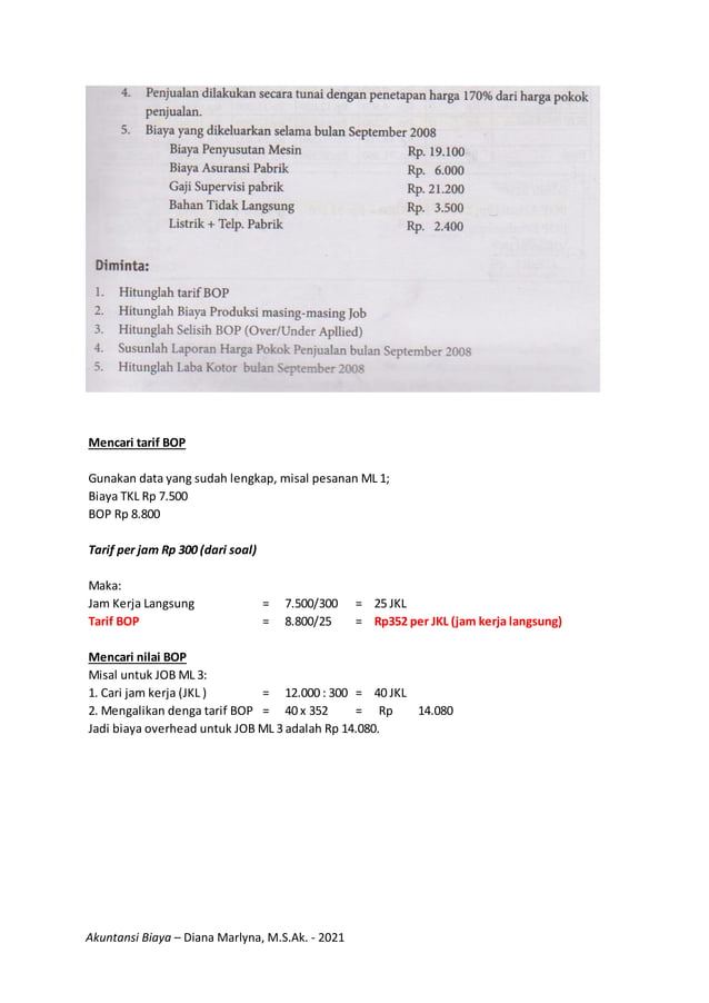 Contoh harga pokok pesanan dikonversi | PDF