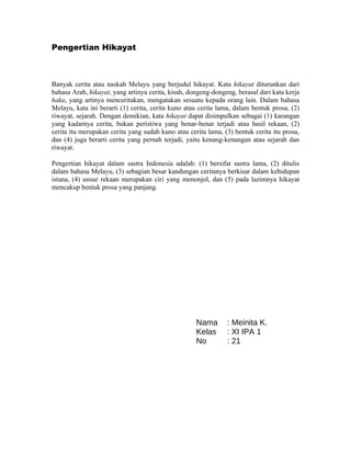 Contoh hikayat | DOC