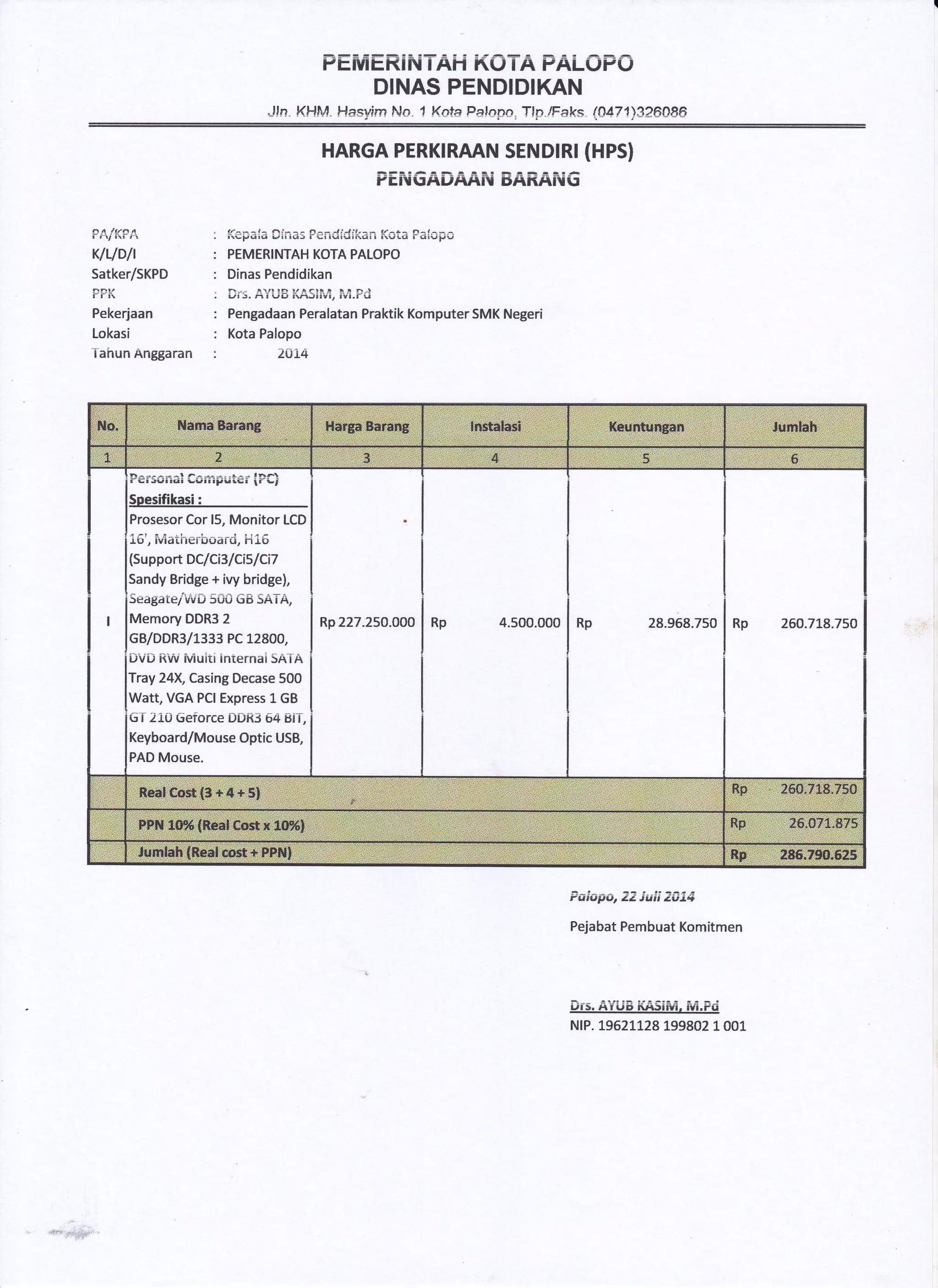 Contoh hps peralatan komputer | PDF