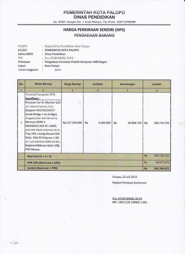 Contoh hps peralatan komputer | PDF