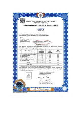 Contoh ijazah paket b | DOCX