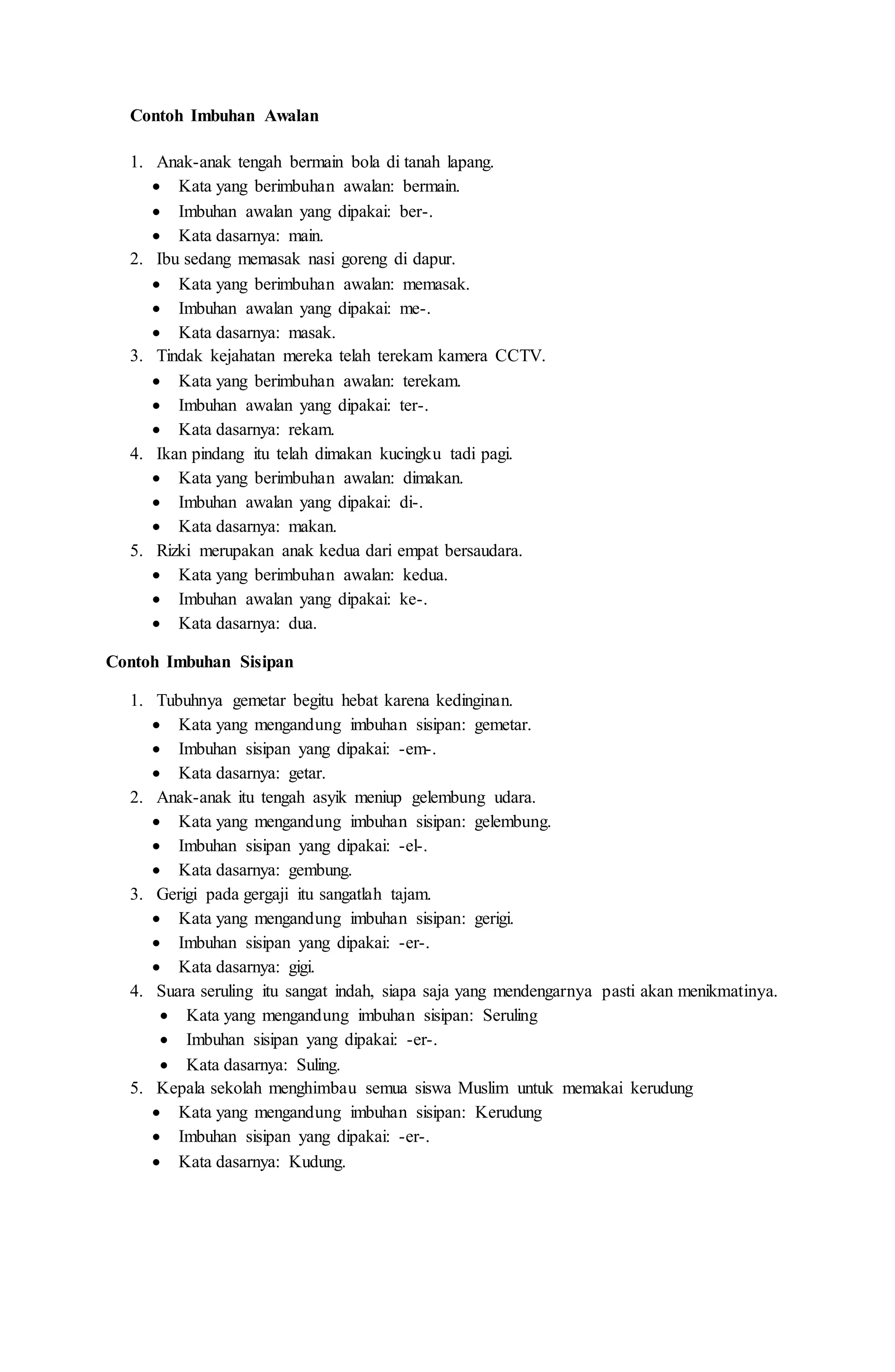 Contoh imbuhan awalan | DOCX