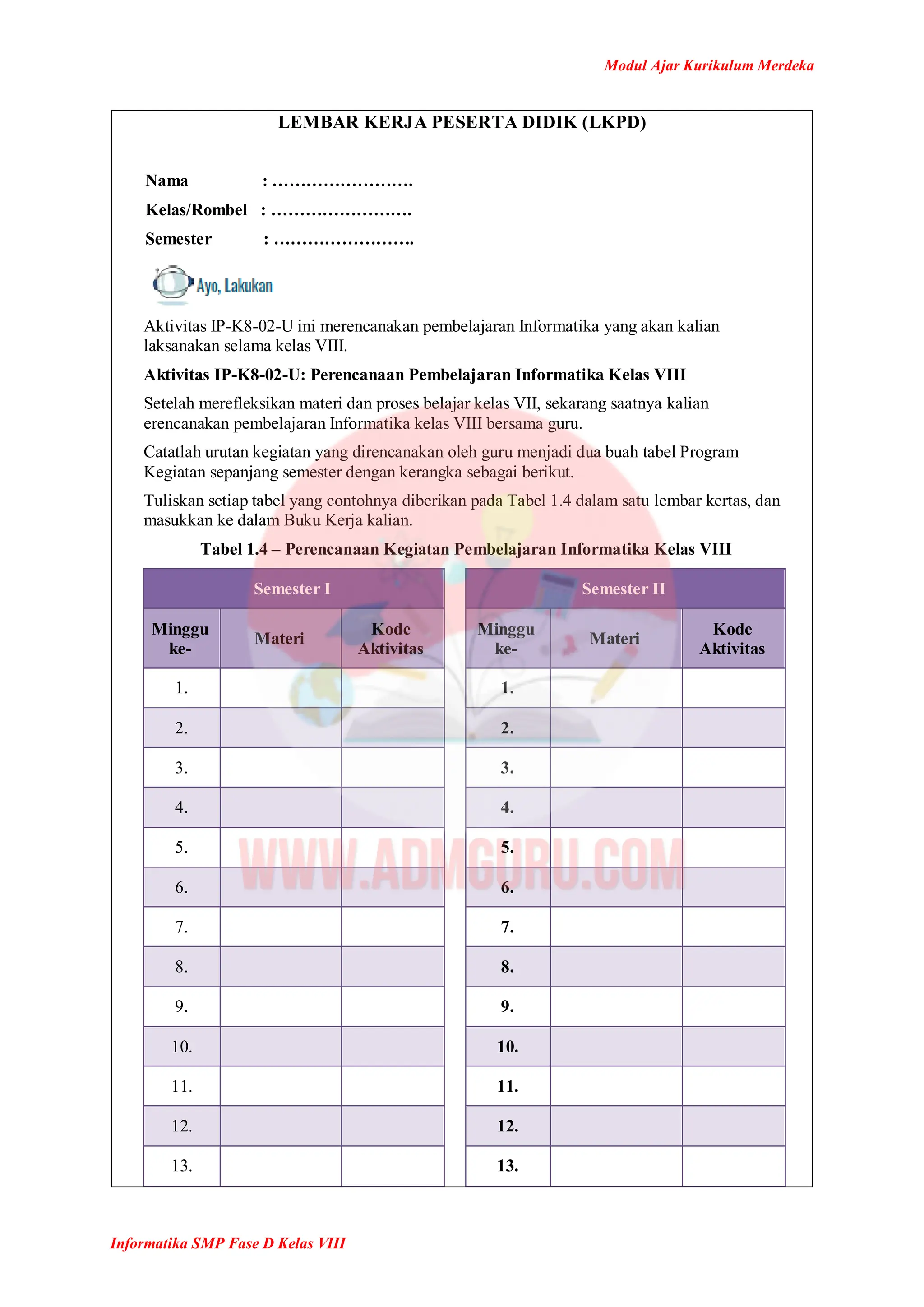Modul Ajar Informatika Kelas 8 Kurikulum Merdeka | PDF