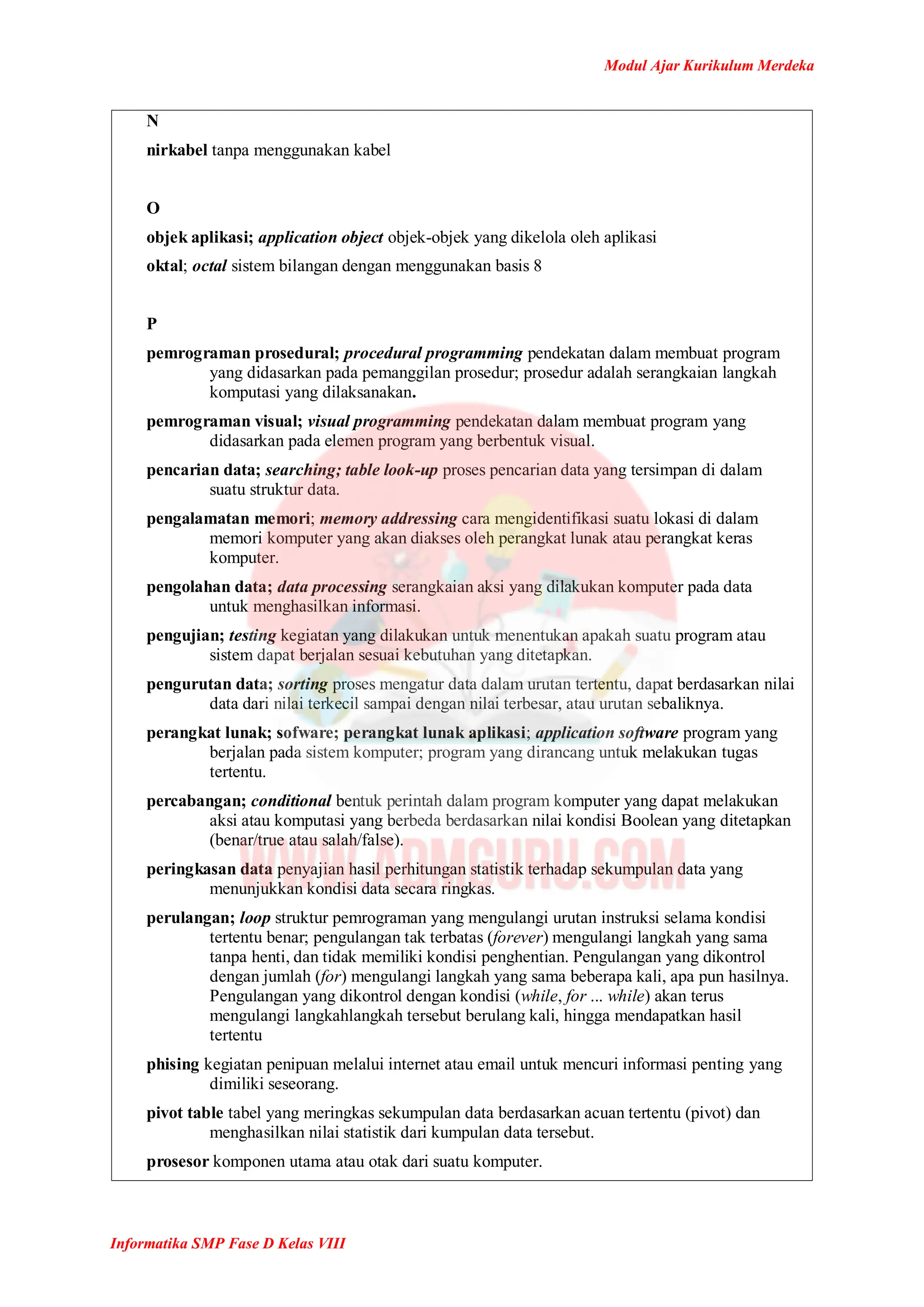 Modul Ajar Informatika Kelas 8 Kurikulum Merdeka | PDF