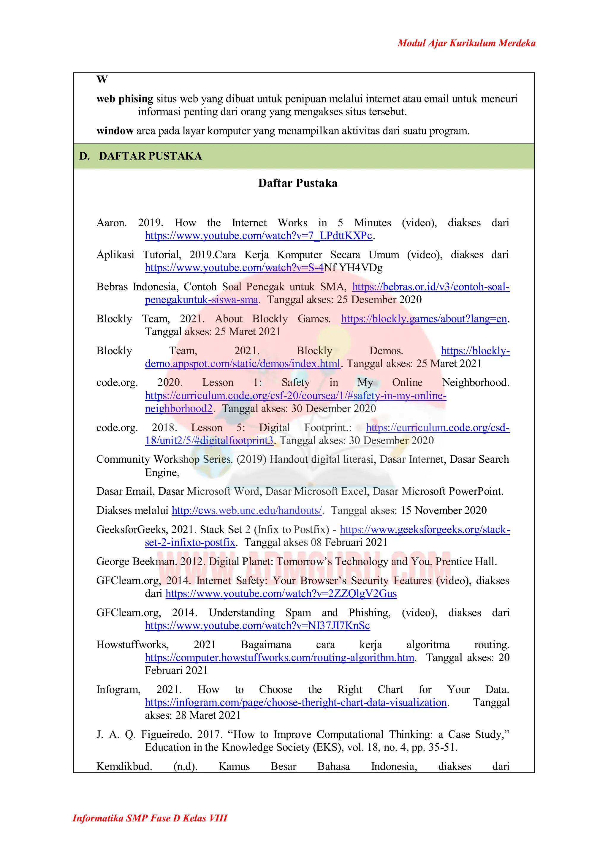 Modul Ajar Informatika Kelas 8 Kurikulum Merdeka | PDF