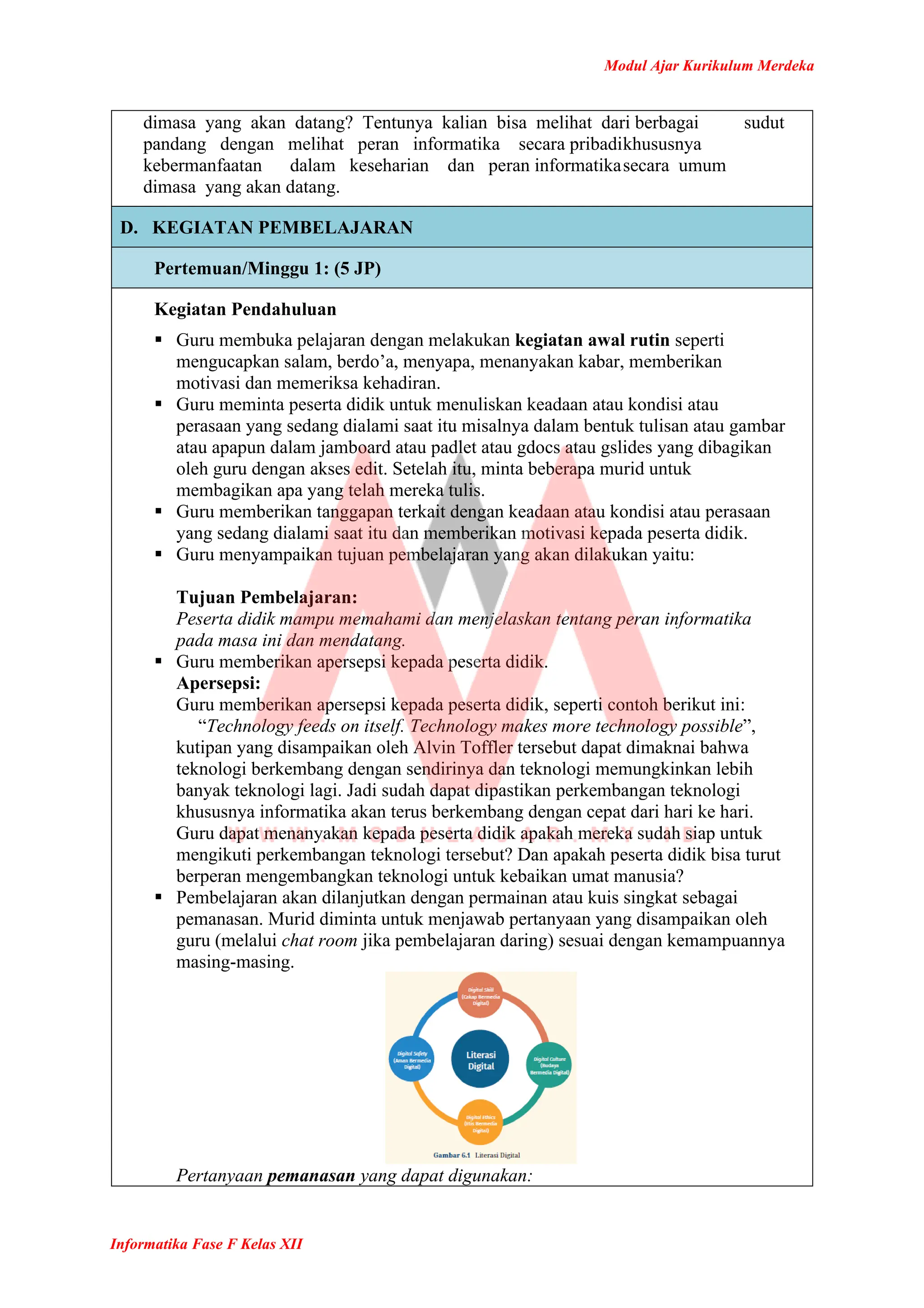 Modul Ajar Informatika Kelas 12 Kurikulum Merdeka | PDF