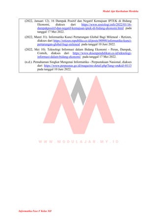 Modul Ajar Informatika Kelas 12 Kurikulum Merdeka | PDF